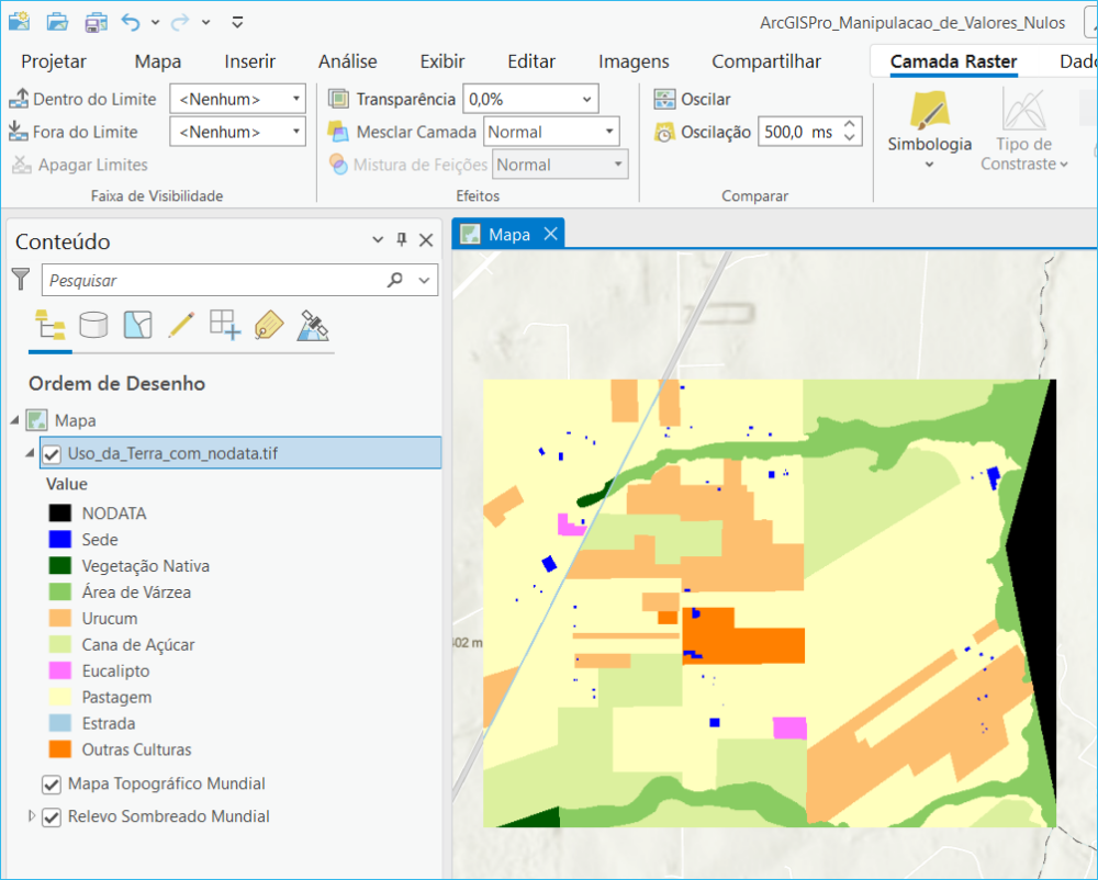 ArcGIS Pro: Álgebra de Mapas para Manipulação dos Valores Nulos de um ...